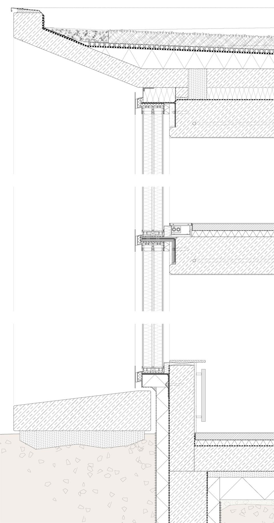 Fassadenschnitt - Verwaltungsgebäude mit Werkstatt und Magazinhalle ...