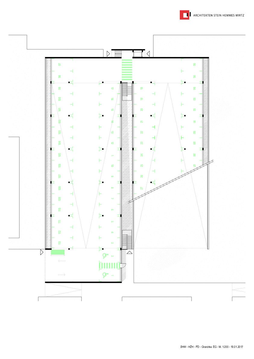 Grundriss Erdgeschoss - Parkdeck Hohenzollernhöfe - Architekturobjekte ...