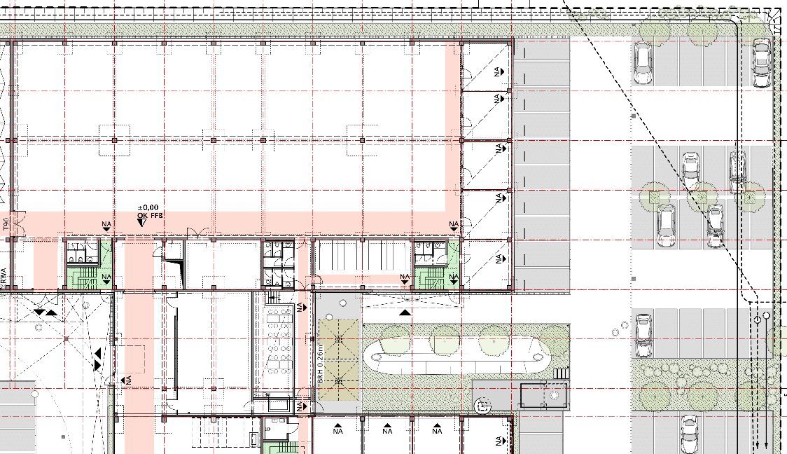 Grundriss EG - Neubau Produktionshalle mit Entwicklerbüros und Lager ...